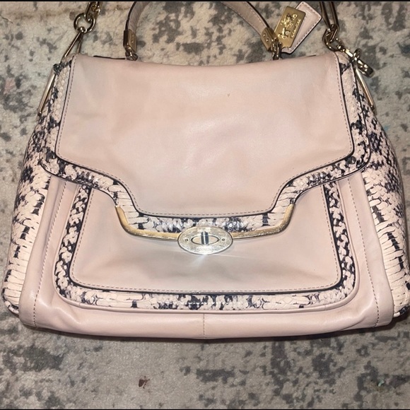 Coach | Bags | Coach Madison Two Tone Python Embossed Small Sadie Flap ...